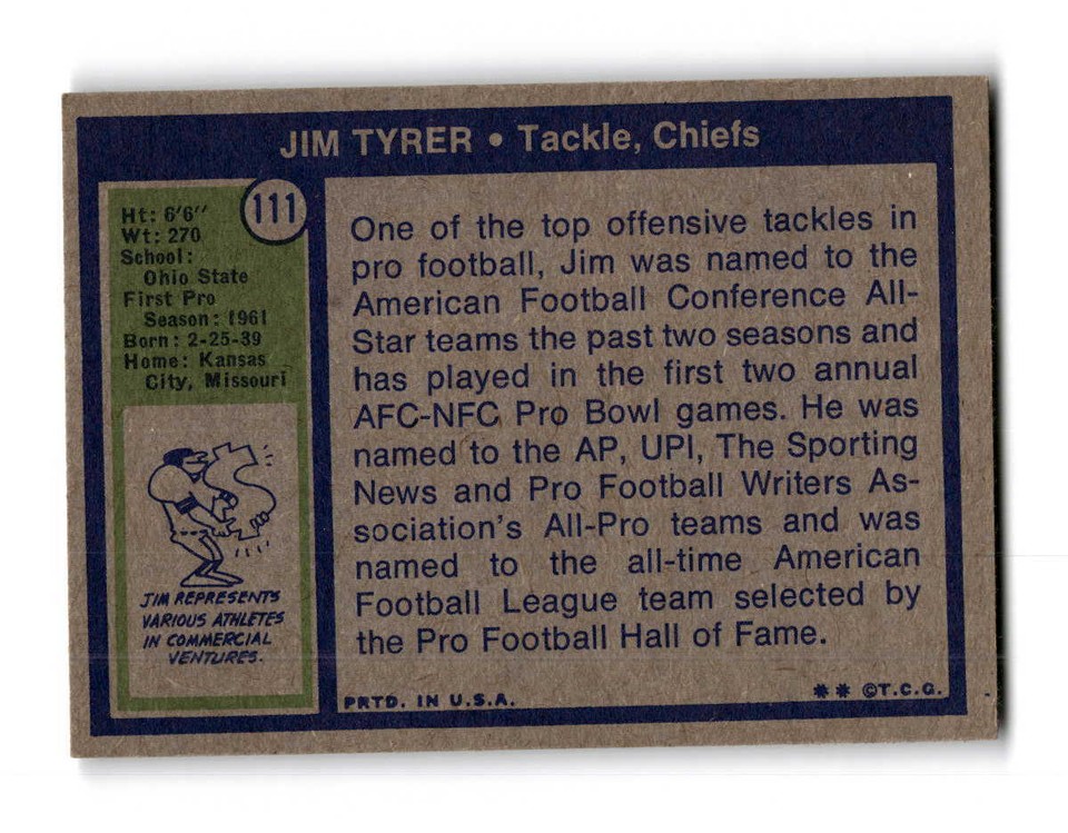 1972 Topps Jim Tyrer 111 | eBay