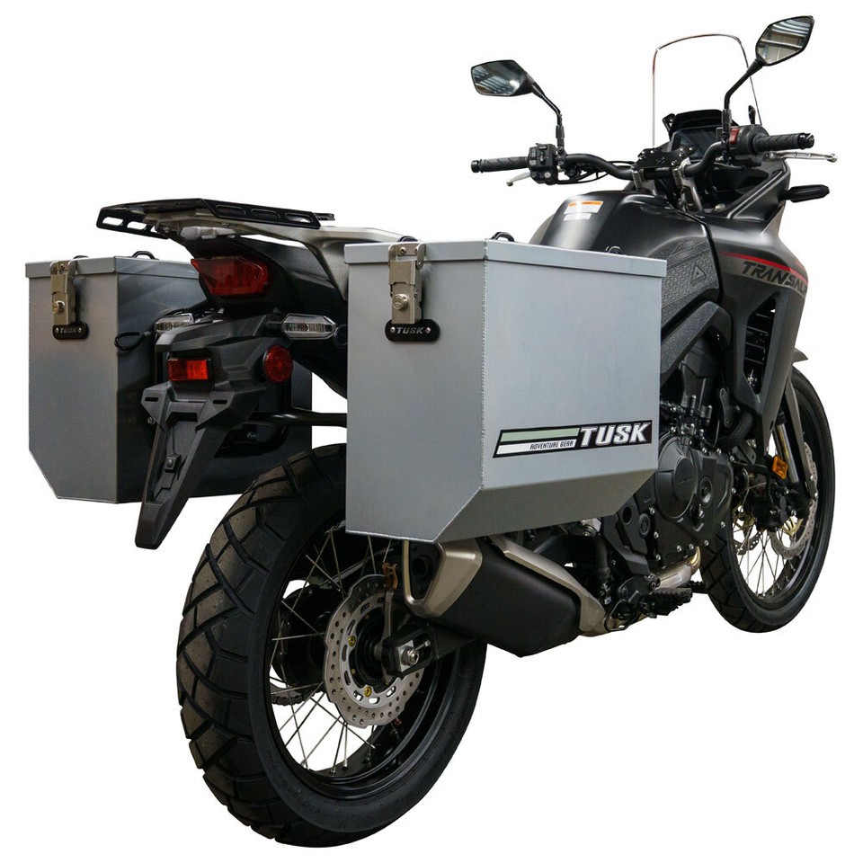Tusk Panniers With Pannier Racks V2 Large Silver For HONDA TRANSALP ...