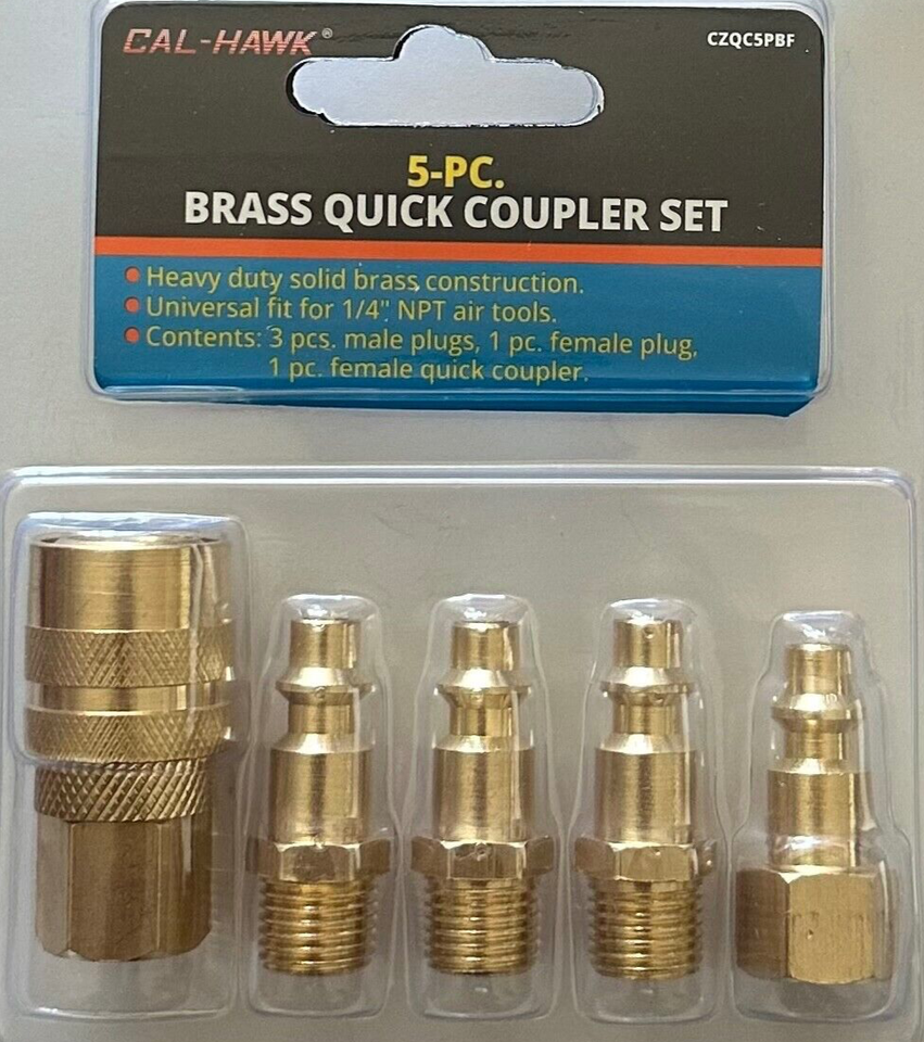 5pc Solid Brass Quick Coupler Set Air Hose Connector Fittings 1/4, 5PBF ...