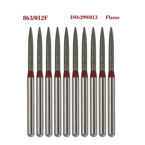 Dental Diamond Burs Flame Shape FG 863/012F Fine Grit High Speed Friction Grip | eBay