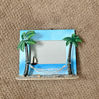 TROPICAL METAL PICTURE FRAME, BEACHY DECOR, 8X8X2", CARIBBEAN VIBE ...