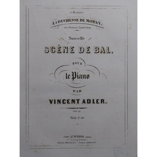 ADLER Vincent Nouvelle scène de Bal Piano 1861 | eBay