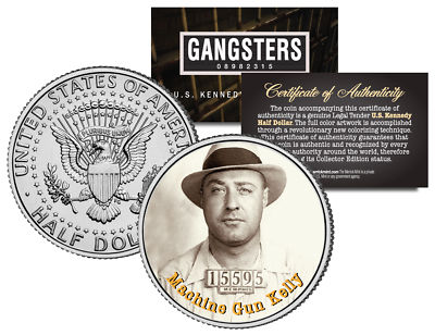 MACHINE GUN KELLY Gangster Kidnapper JFK Kennedy Half Dollar US ...