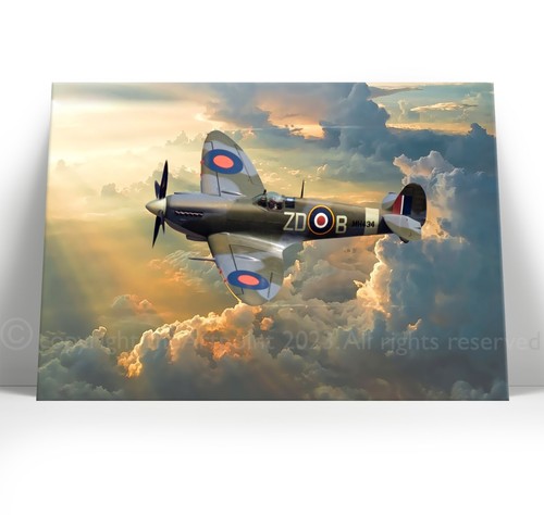 RAF WW2 Military Spitfire Canvas Wall Art Print Framed Painting Plane ...
