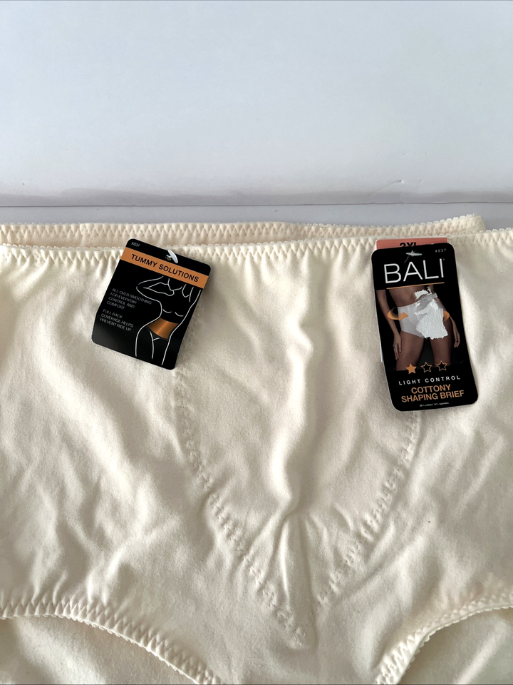 NEW Bali 2 Pack Women’s Cotton Light Control Shapewear Brief 3XL Ivory ...