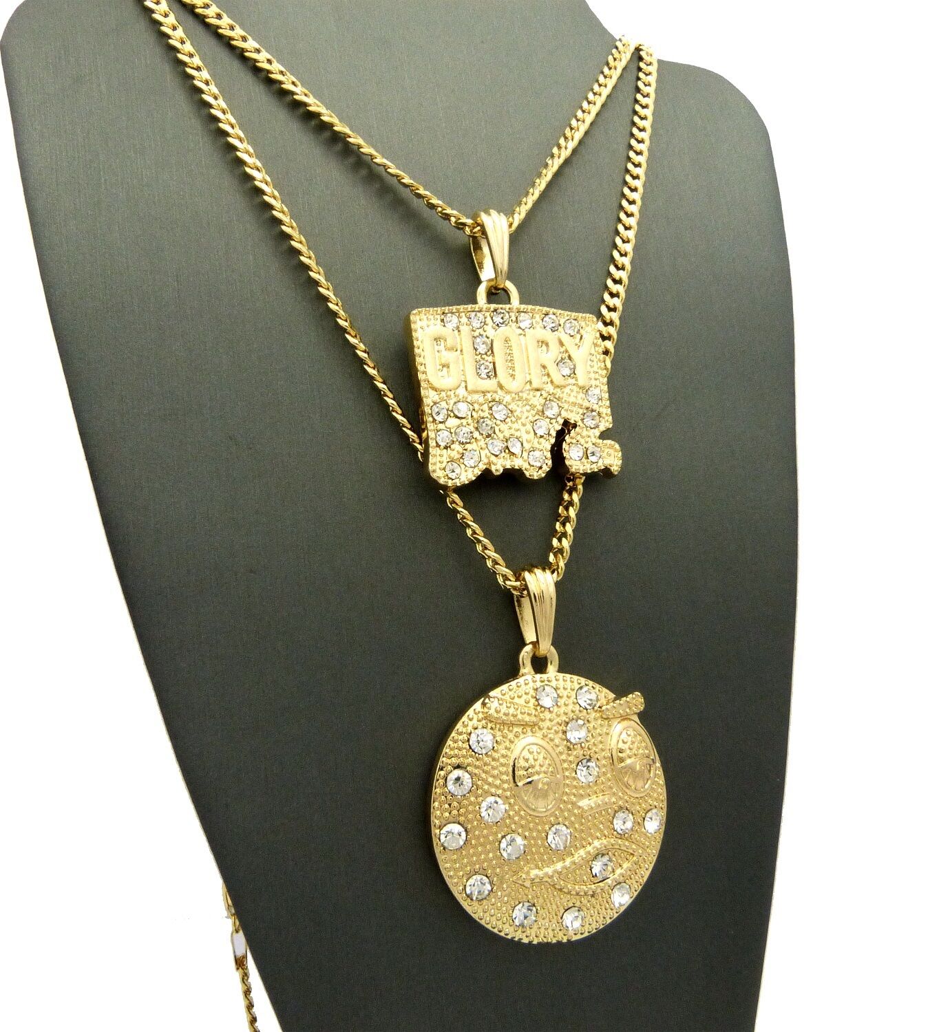 NEW GLORY BOYZ & GLO-GANG PENDANT &24"&30" C-CUBAN CHAIN NECKLACE SET ...