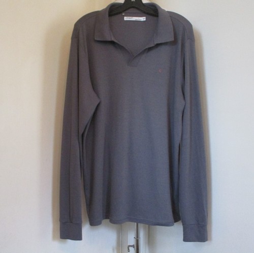 CRIQUET COTTON GRAY LONG SLEEVE BUTTONLESS PULLOVER KNIT POLO SHIRT ...