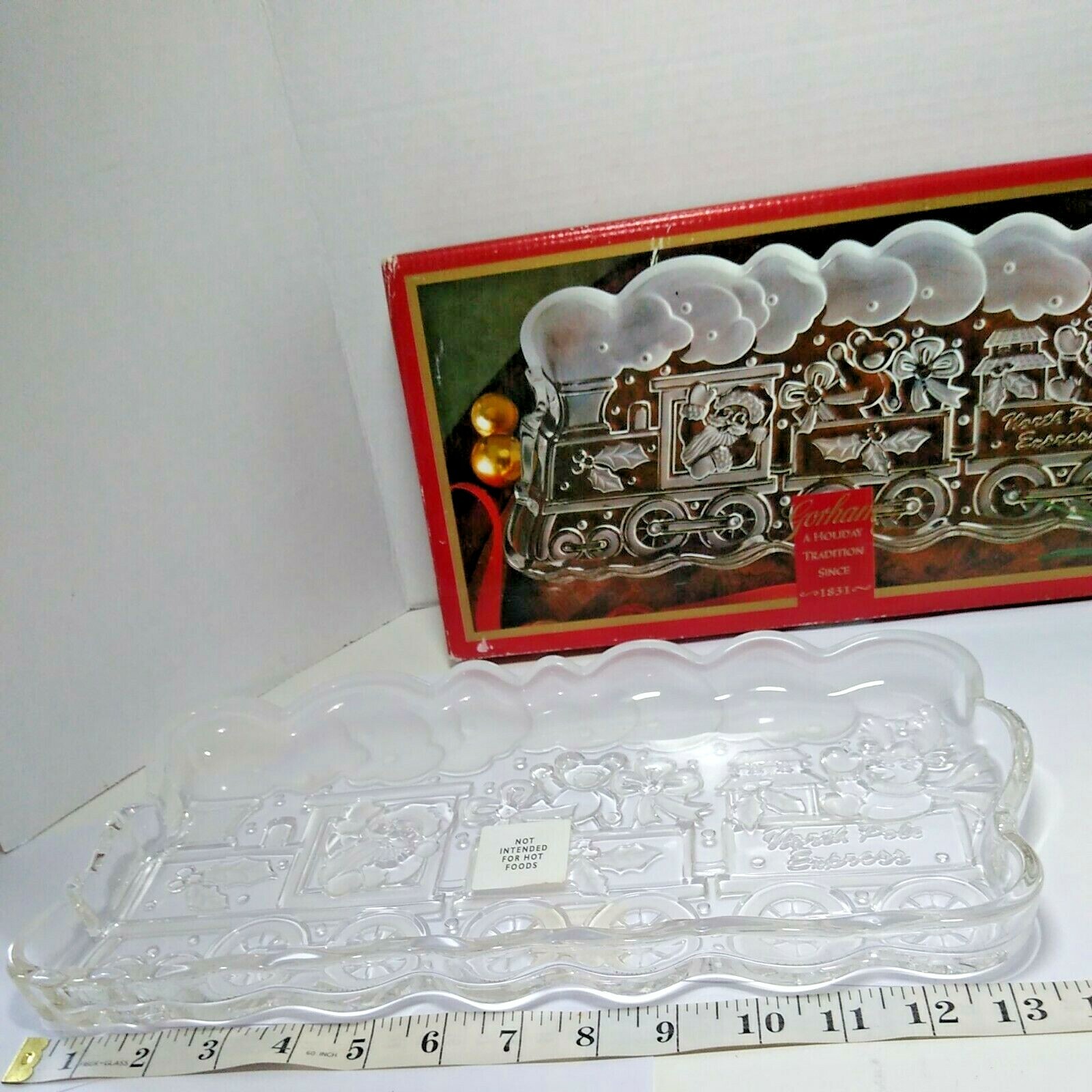 Gorham A Holiday Tradition North Pole Express 13.5" Train Glass Serving ...