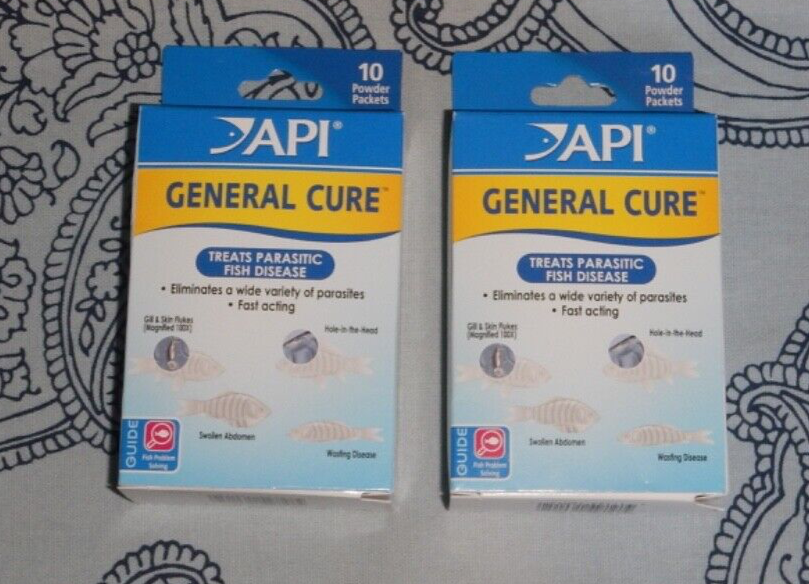 API GENERAL Cure 10 powder packets treats fish ~ LOT OF 2 | eBay