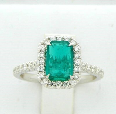 DIAMOND EMERALD RING NATURAL INTENSE GREEN EMERALD DINNER RING | eBay