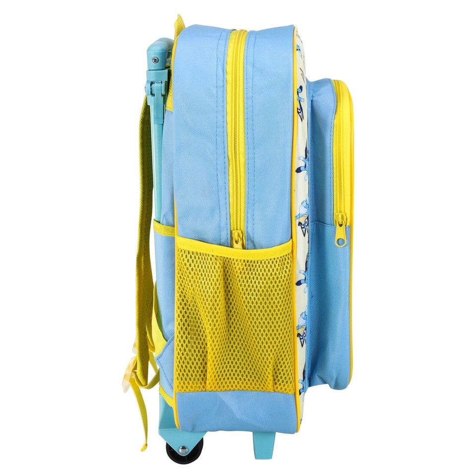 Bluey Wheeled Deluxe Trolley Backpack Cabin Luggage Boys Girls Kid Blue ...
