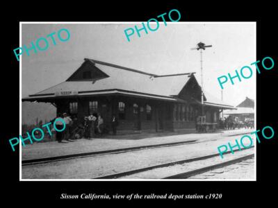 OLD LARGE HISTORIC PHOTO SISSON CALIFORNIA RAILROAD DEPOT STATION c1920 ...