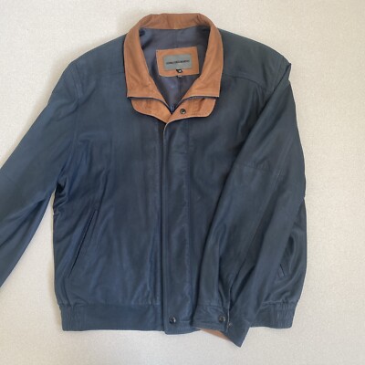 Johnston & Murphy Jacket Mens 44 Lightweight Lamb Leather Contrast ...