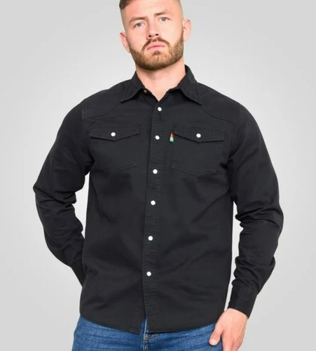 Duke Mens Denim Shirt Long Sleeves Button Up Casual Wear Collar S-8XL ...