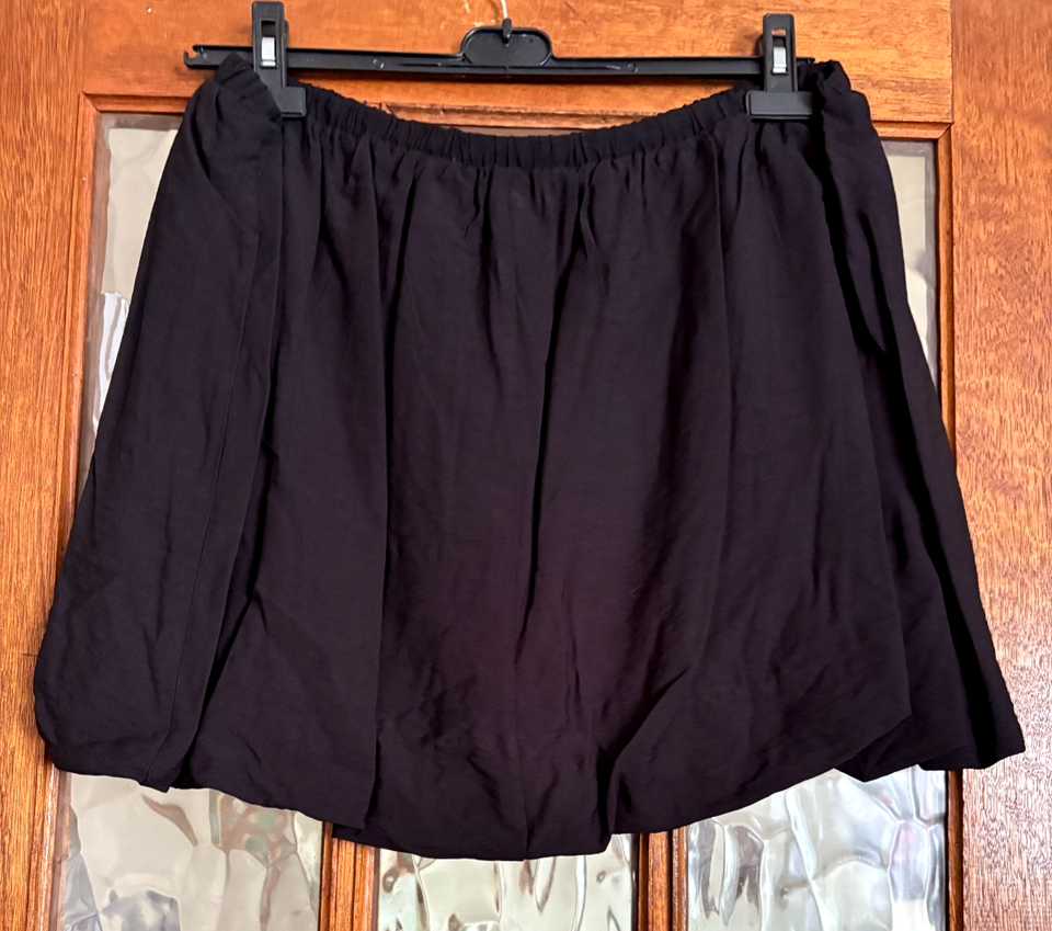 BNWT Ladies PRIMARK Plain Jet BLACK Pull On ELASTICATED WAIST BUBBLE ...