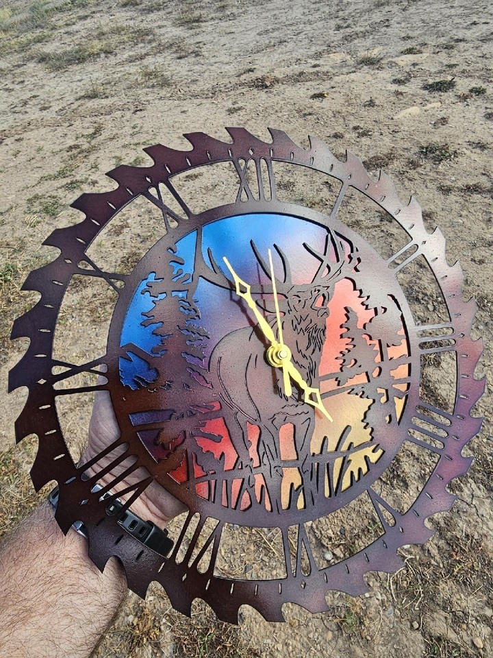 Rocky Mountain Elk Rustic Hunter Bugling Majestic Wall Clock Saw Blade ...