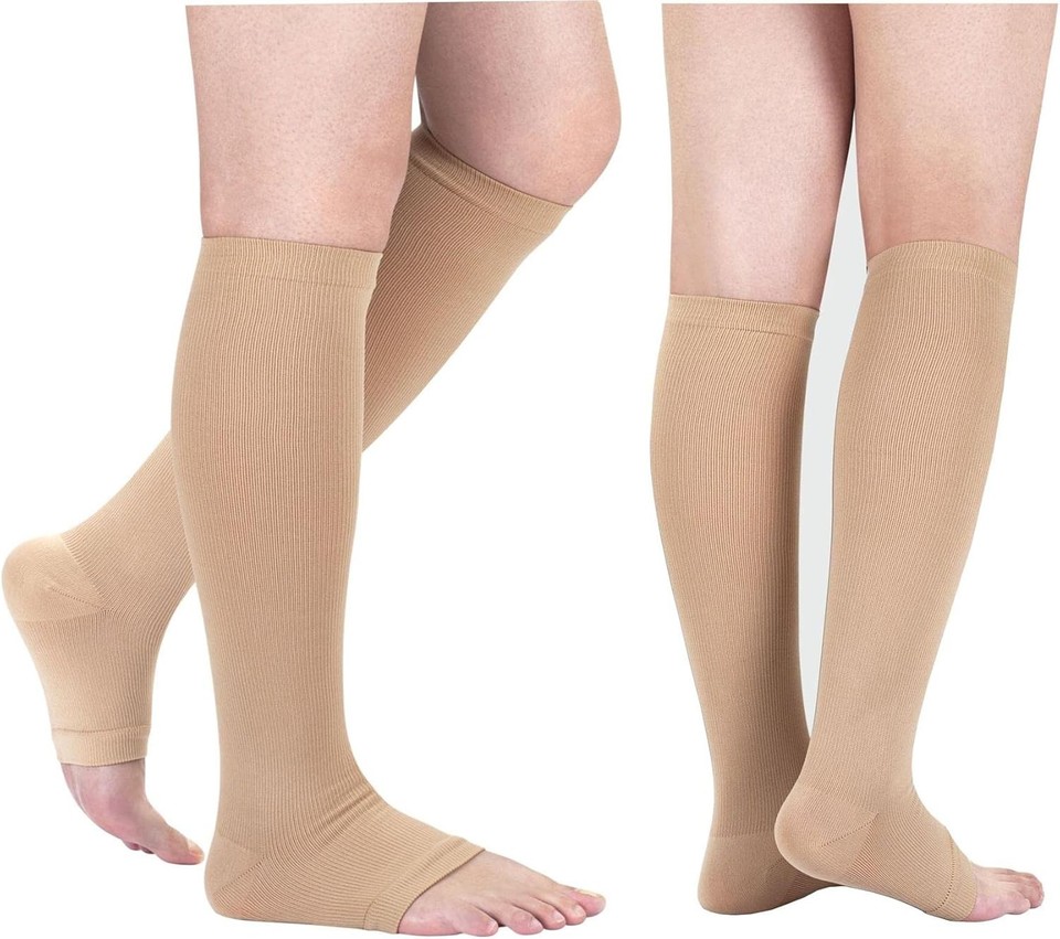 Open toe Toeless Compression Socks 3 Pairs for Women Men 15-20 mmHg ...