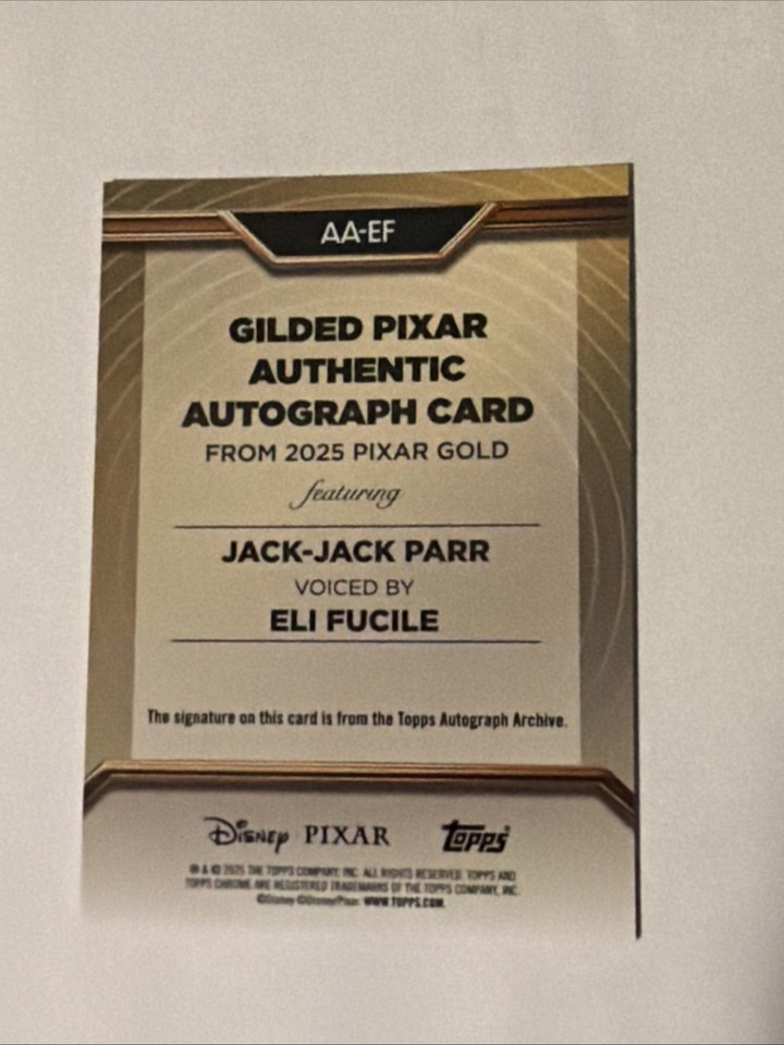 2025 Topps Pixar Gold JACK-JACK PARR Auto Eli Fucile Turning Red /99 | eBay