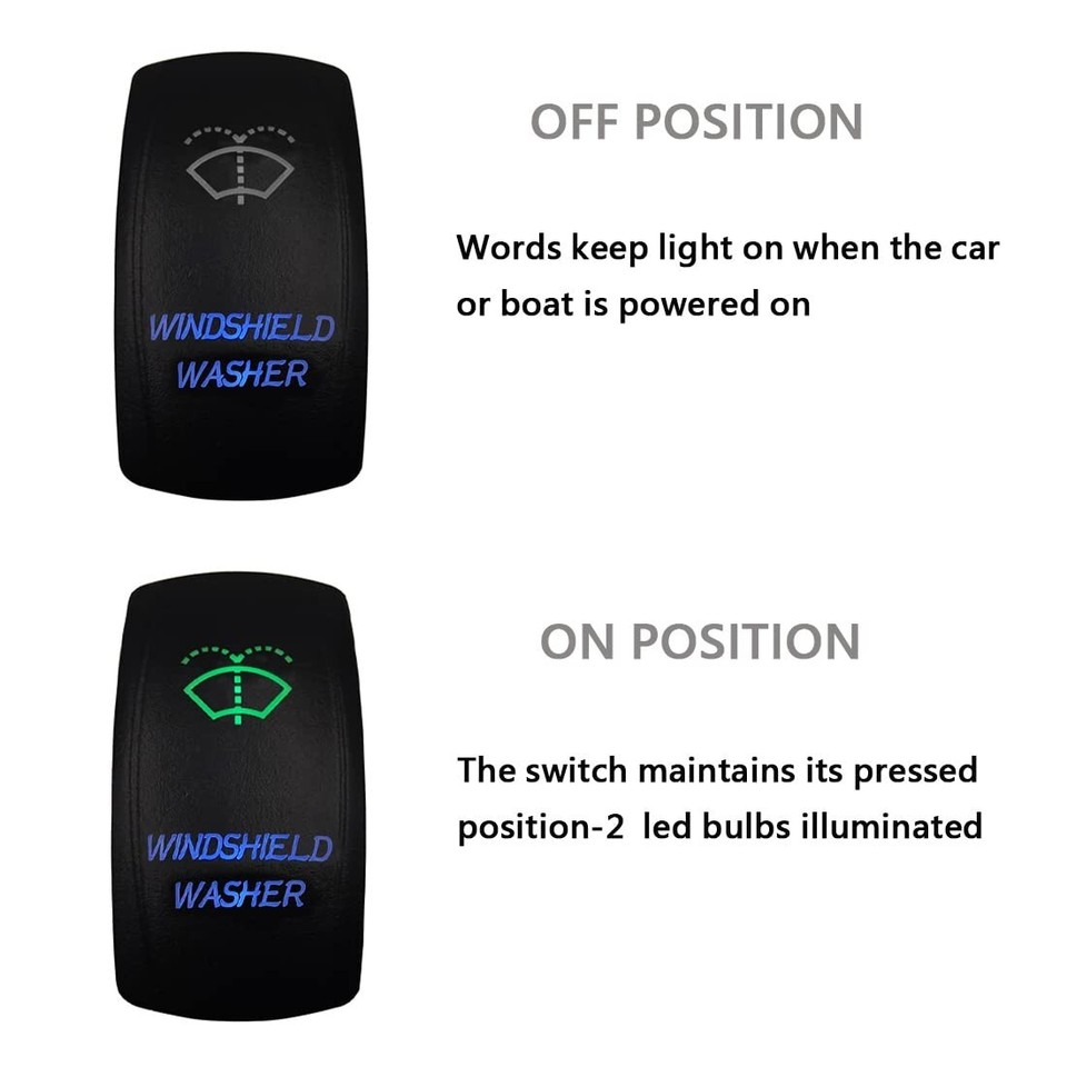 Windshield Washer Momentary Rocker Switch Blue Led 5 PIN ON-Off Toggle ...