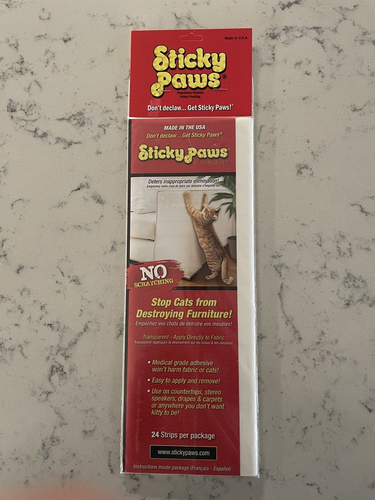 Sticky Paws 24 Strips Stop Cats Destroying Furniture Anti Scratch Cat ...
