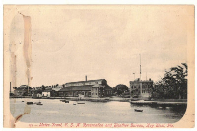 c1910 UDB PC: Waterfront of U.S. Navy Reservation & Weather Bureau, Key ...