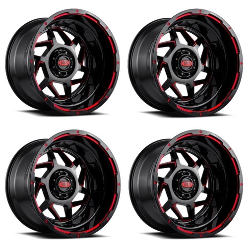 Set 4 17" Grid Offroad GD14 17x9 5x5 5x5.5 0mm Wheels Gloss Black Red ...