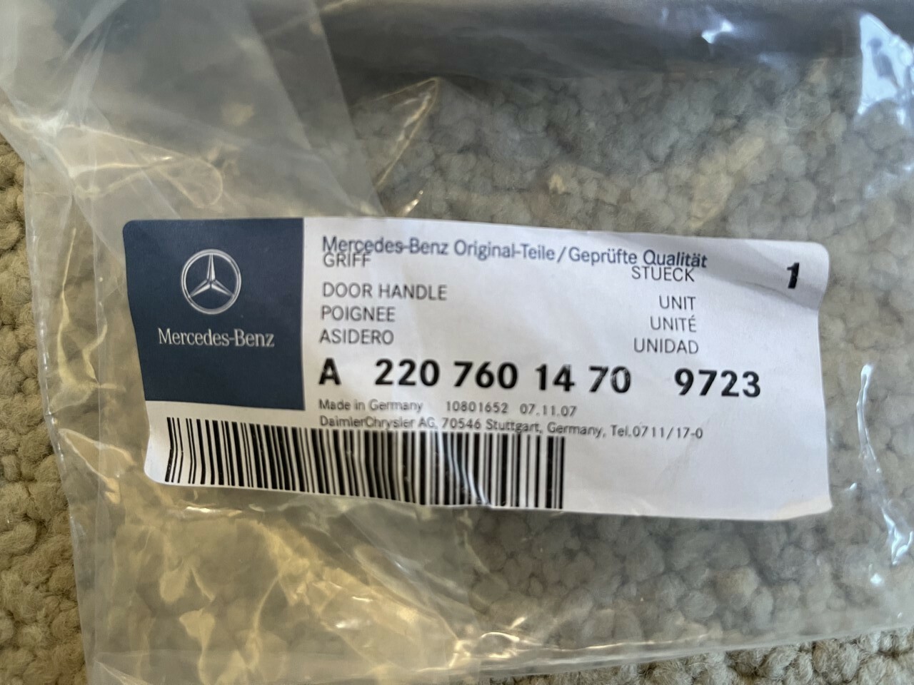 MB S W220 Door Exterior Handle A2207601470 NEW GENUINE ...