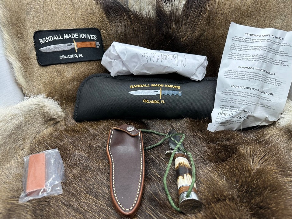 Randall Model 26-4 SS Pathfinder Knife With Stag Handles & Leather ...