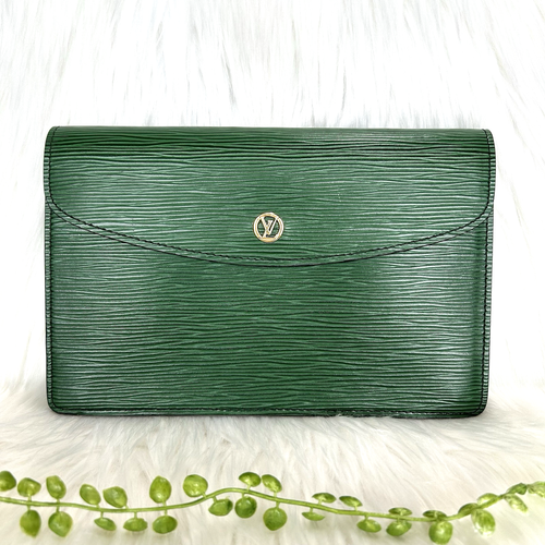 LOUIS VUITTON Epi Montaigne 23 Clutch Bag Green M52664 LV Auth | eBay