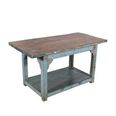 Antique Blue Patina Teak Indian Kitchen Table Work Bench Gujarat c1880 ...