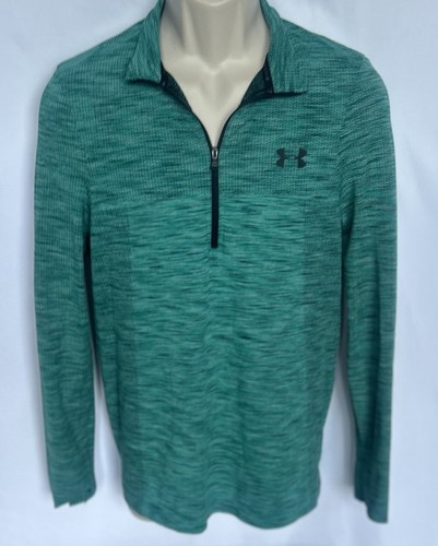 Under Armour Threadborne Mens Green Heathered 1/2 Zip Shirt Sz Small ...