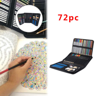72PCS Professional Artist Pencils Set Drawing Sketching Colouring Art Kit Adult | eBay