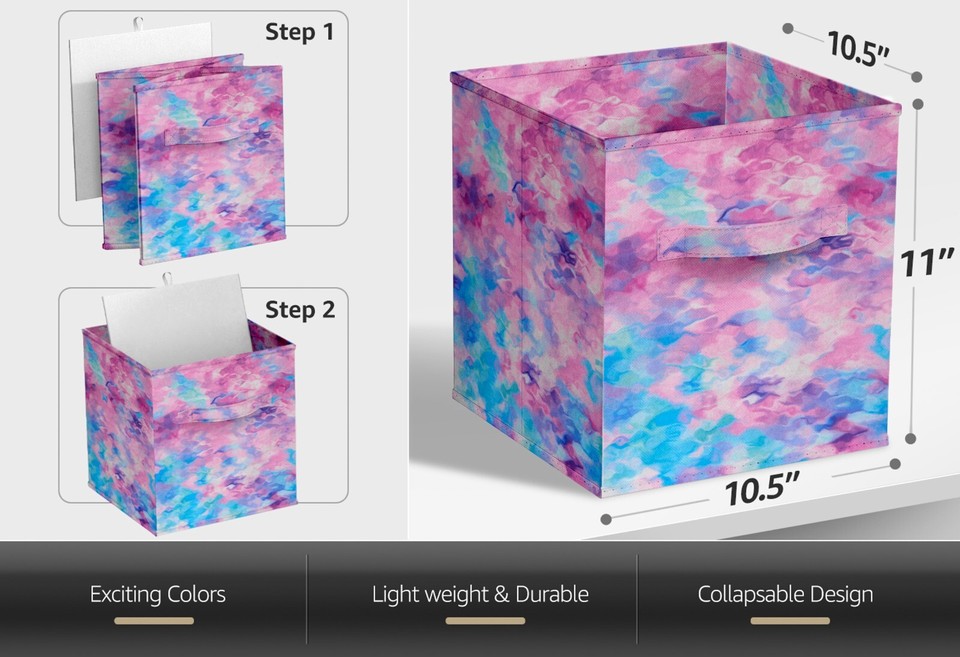 Sorbus Fabric Storage Cubes Foldable Tie Dye Storage Bins Collapsable ...