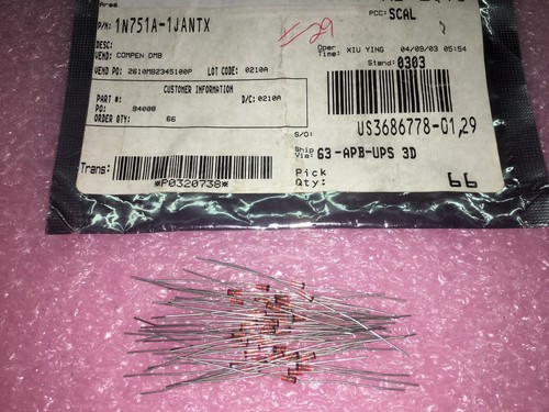 (10 PIECE LOT) JANTX1N751A-1, CDI, DIODE ZENER 5.1V 500MW DO35 | eBay