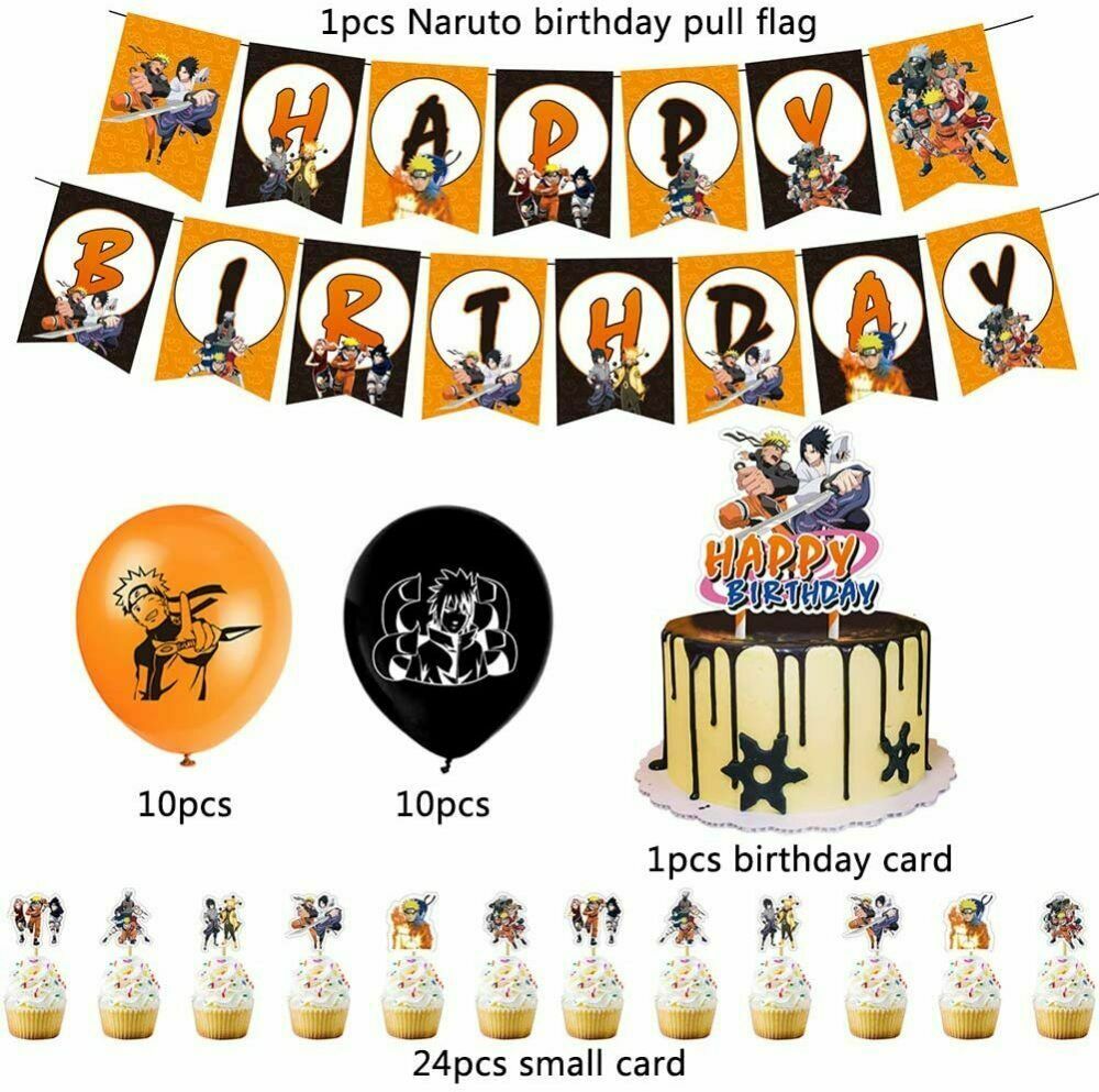 Anime Naruto Birthday Party Decorations Set,Banner Cake Topper Balloons ...