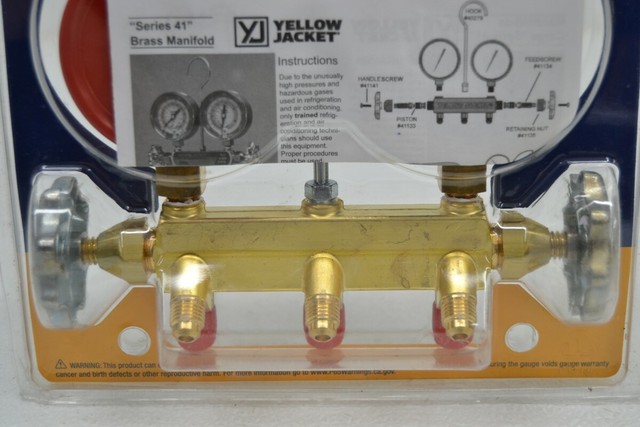 YELLOW JACKET 42004 Series 41 Manifold with 3-1/8 inch Gauge for sale ...