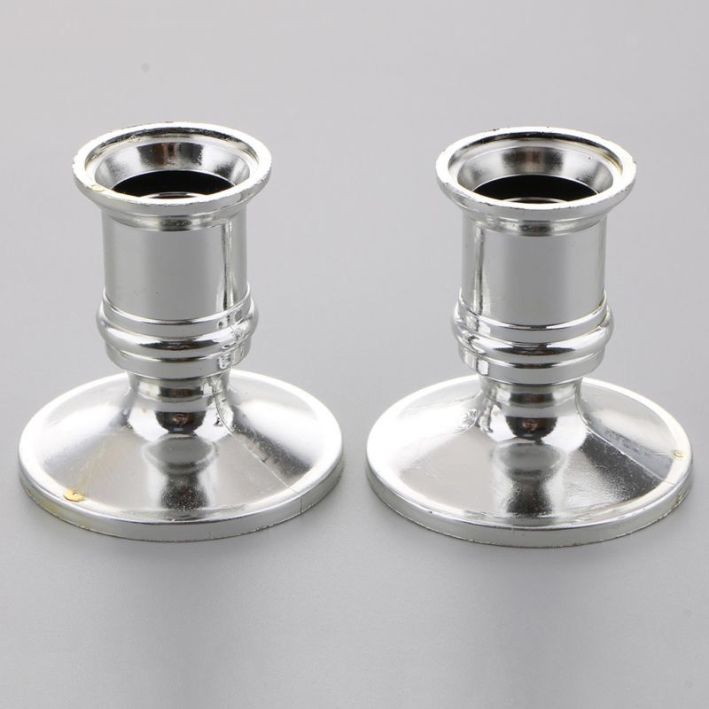 Pillar Candle holder Silver Taper Base Standard Candlestick Decoration ...