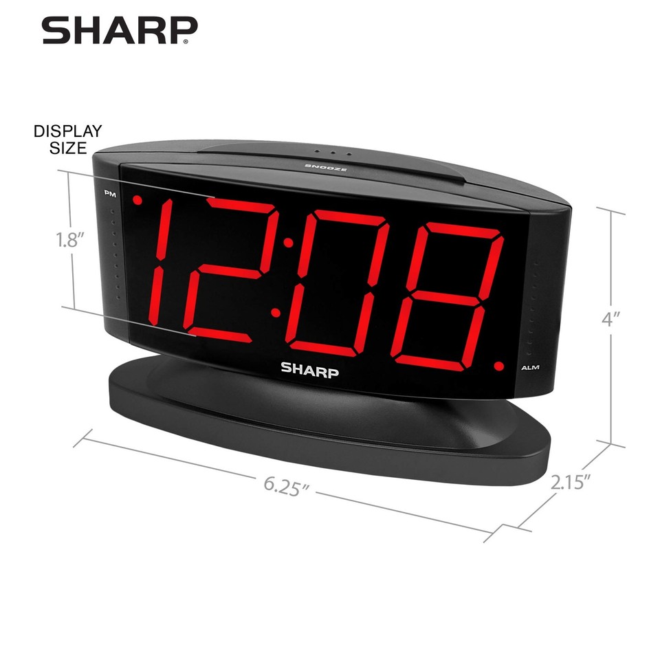 SHARP Home LED Digital Alarm Clock – Swivel Base - Outlet Powered ...