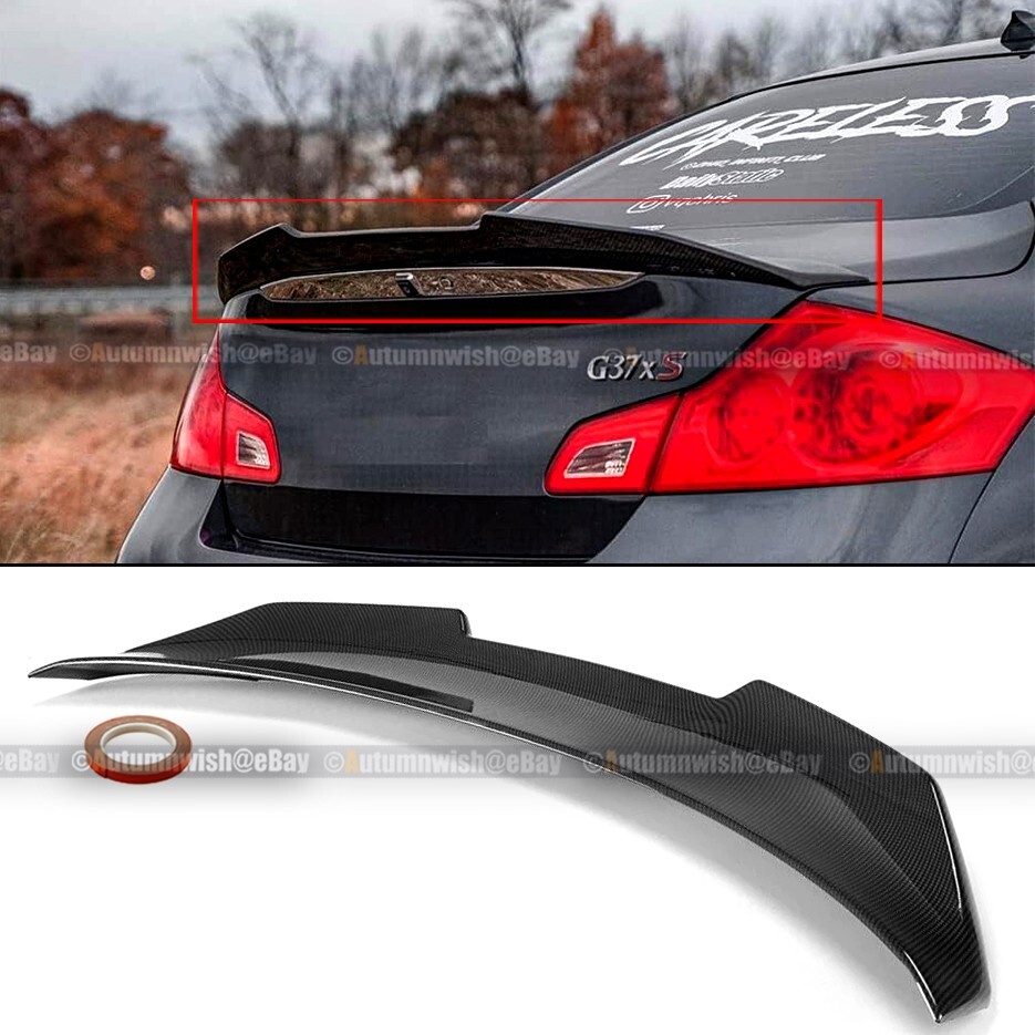 For 07-15 G37 Sedan Real Carbon Fiber PSM HighKick Duckbill Trunk Wing ...