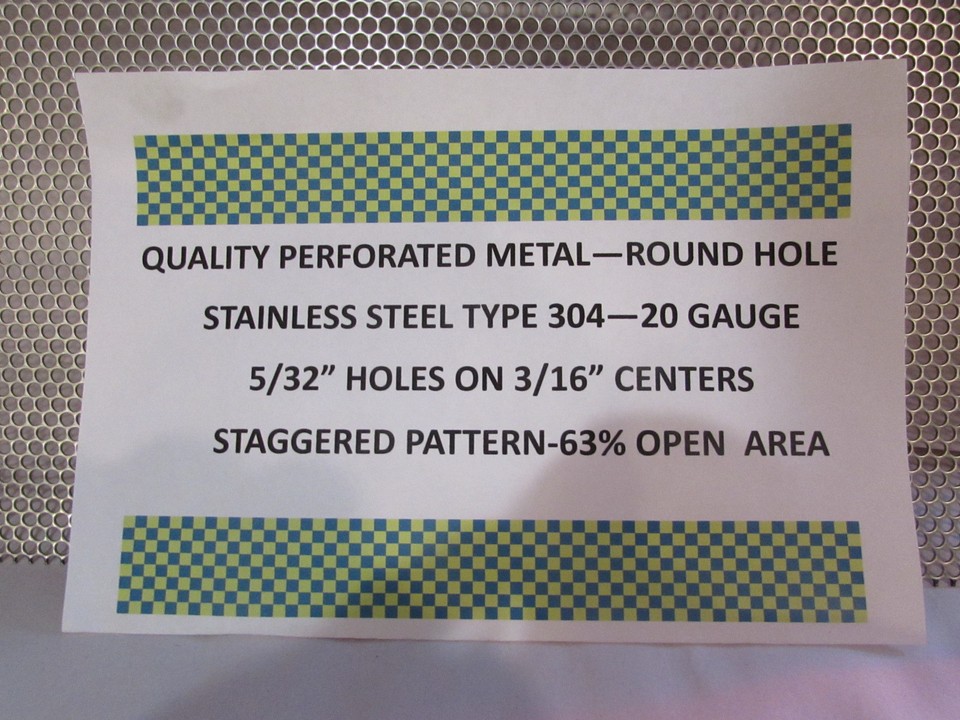 5/32" HOLES ON 3/16"STAGGERED-20 GA STAINLESS PERFORATED SHEET--7-1/2 ...