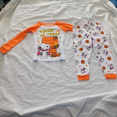 New Toddler Girl Halloween Snoopy Pajamas 3T Peanuts Great Pumpkin PJs ...