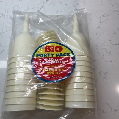 Big Party Pack Beige Plastic Wine Glasses | 10 oz. | Pack of 20 | Party ...