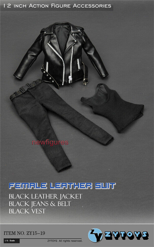 1/6 Female Clothes Leather Jacket Pants Vest Terminator TX Costume ...