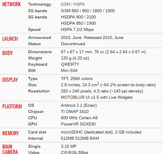 Original Smartphone Motorola Flipout MB511 MB-511 3G QWERTY Mobile ...