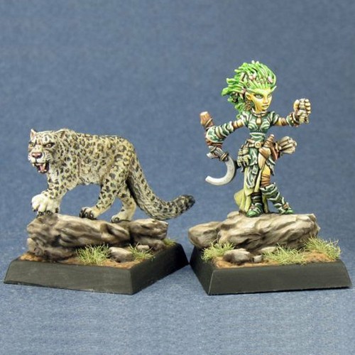 Reaper Pathfinder 60020 Lini Iconic Druid & Droogami Snow Leopard Gnome ...