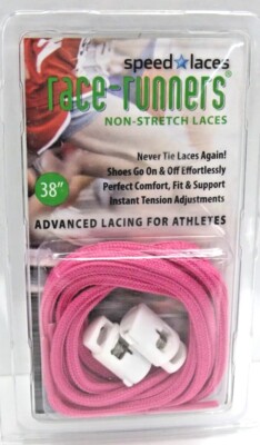 38" PINK Speed Laces Race Runners Non Stretch SHOE Laces With Locks USA ...