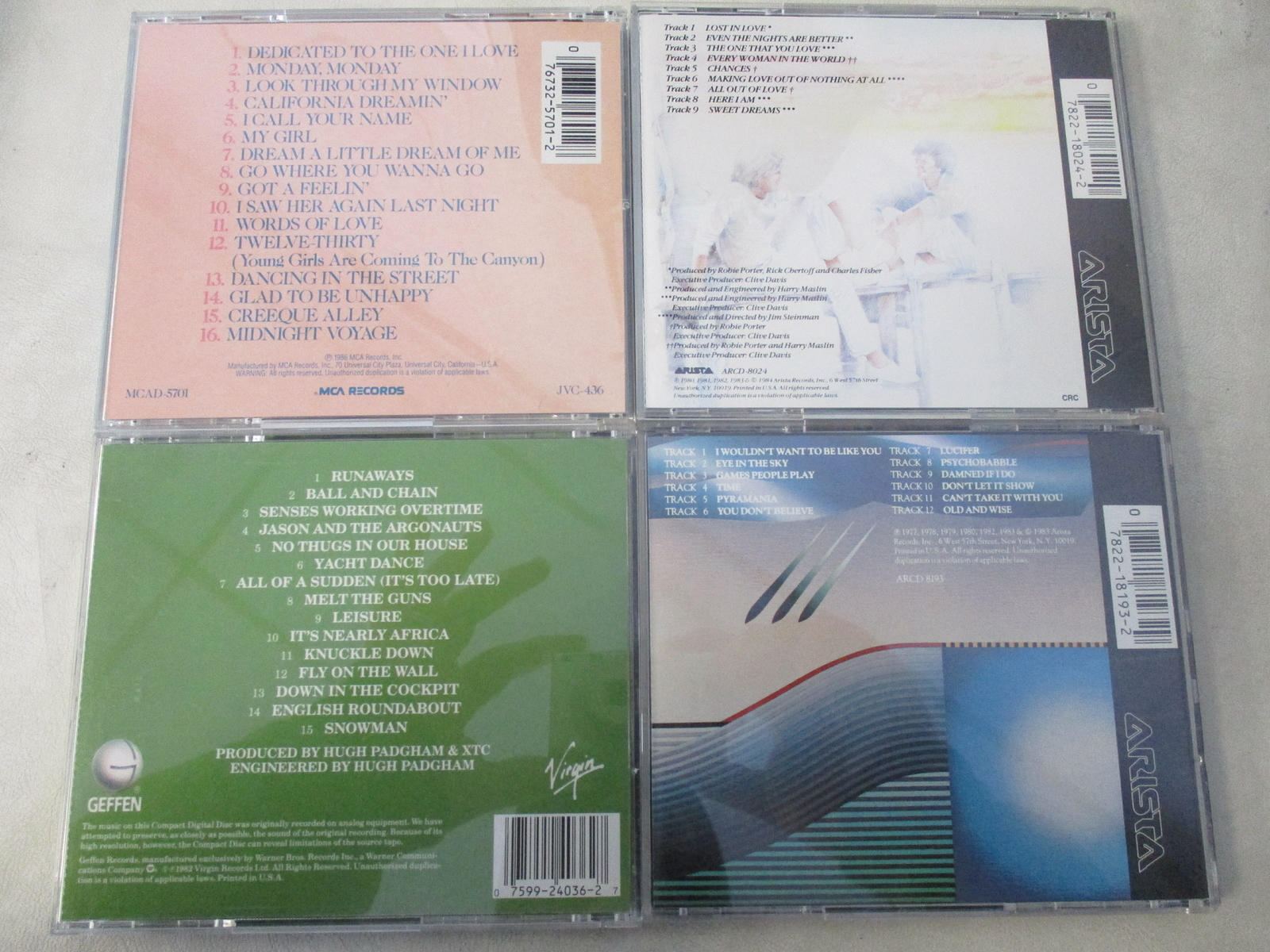 70s ROCK MUSIC CDs (SET OF 4) ALAN PARSONS XTC THE MAMAS & THE PAPAS ...