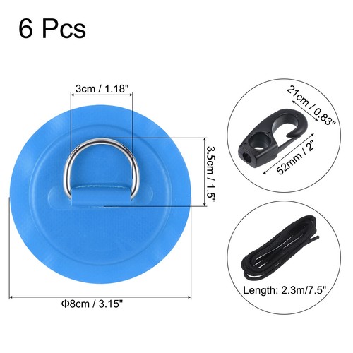 6 Pcs Stainless Steel D-Ring Patch PVC Patch with Elastic Cords and ...