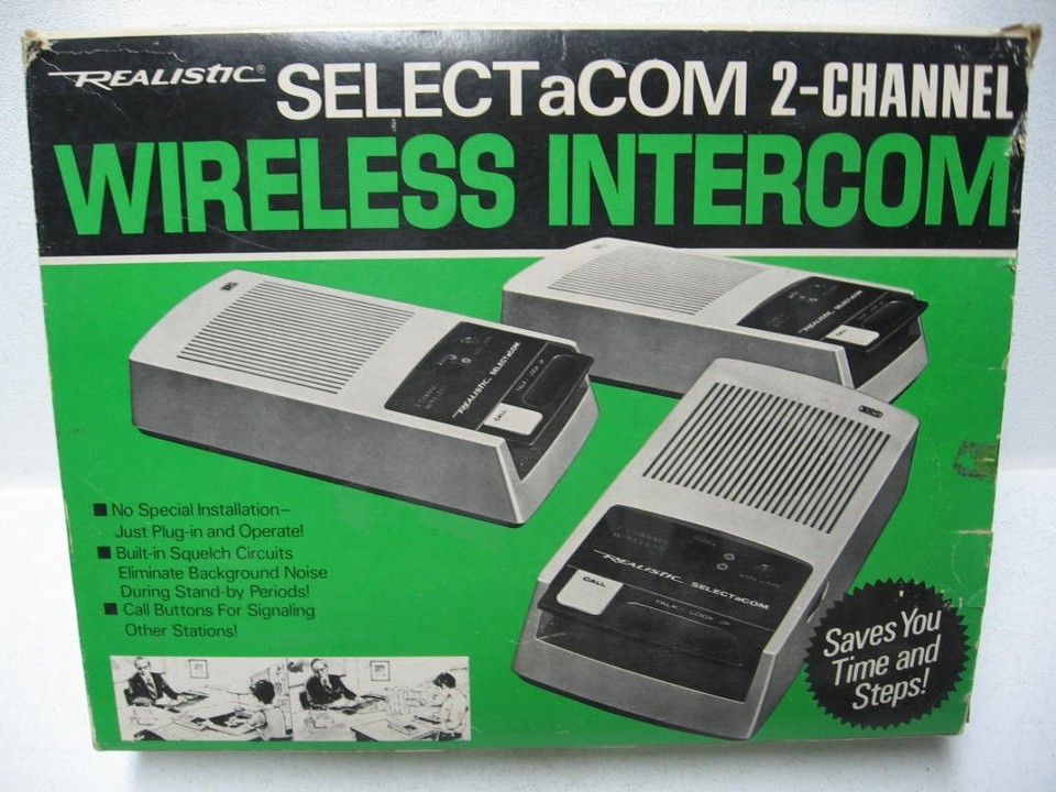 Vintage REALISTIC RADIO SHACK SELECTaCOM 2 CHANNEL WIRELESS INTERCOM 43 ...