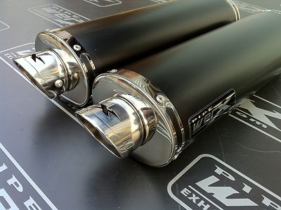 Yamaha R1 2007 2008 Pair of Black Oval, Exhausts Cans, Silencers. Road ...